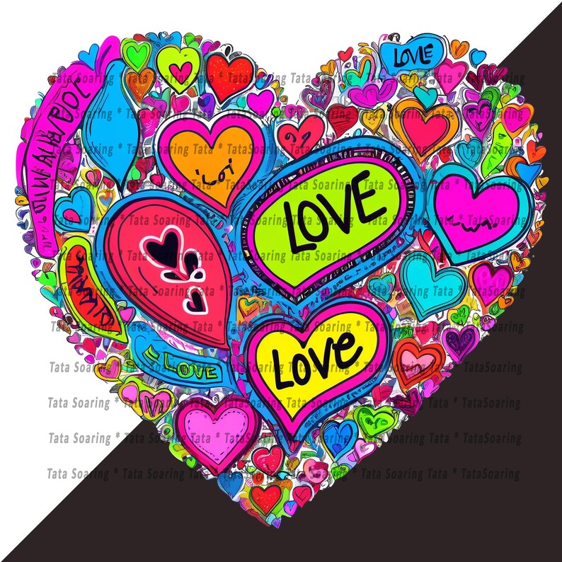 Colorful Heart Clipart Set, Valentine Hearts PNG Clipart Bundle - Etsy