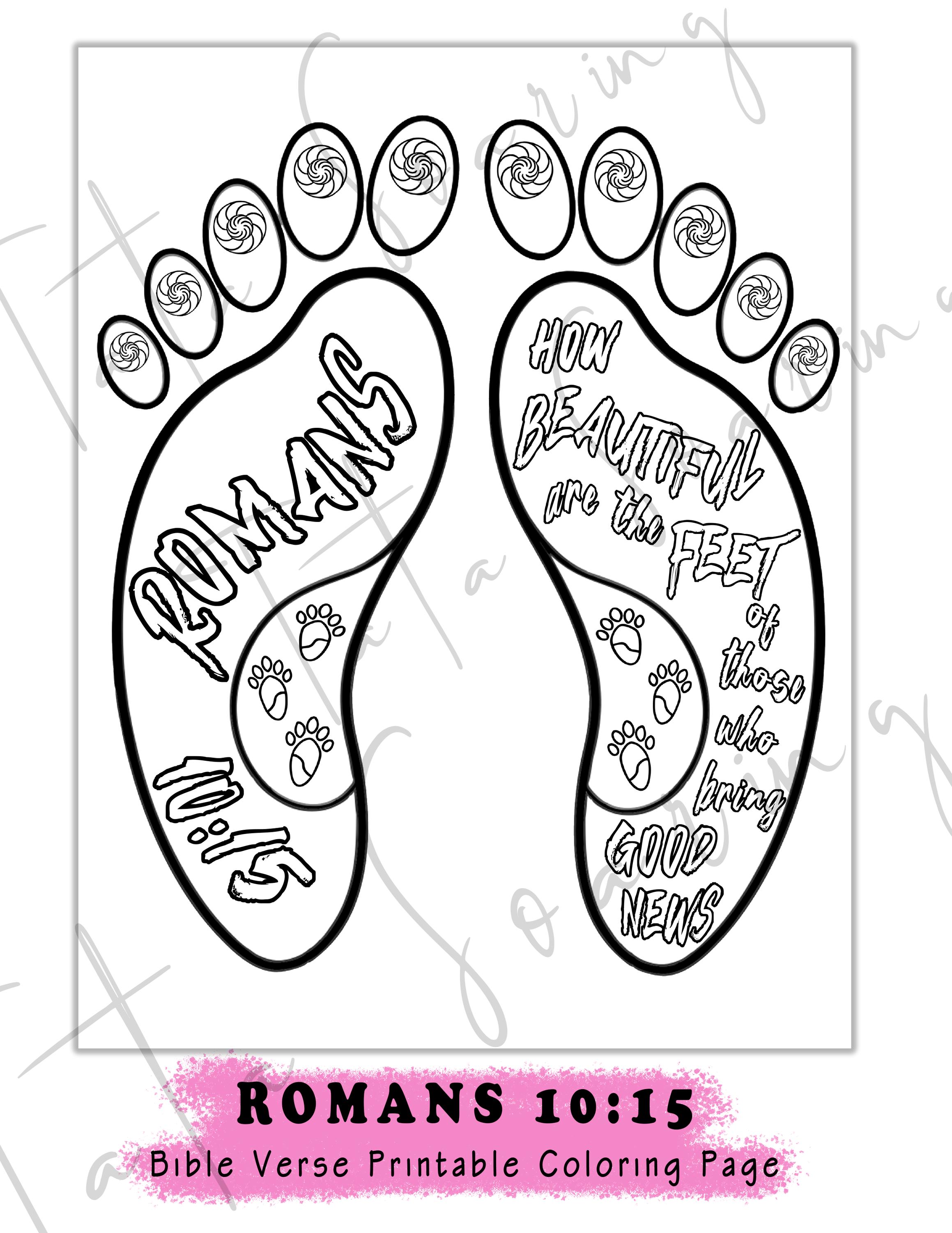 Bible Verse Coloring Page - Romans 10:15 - Printable Digital Download ...
