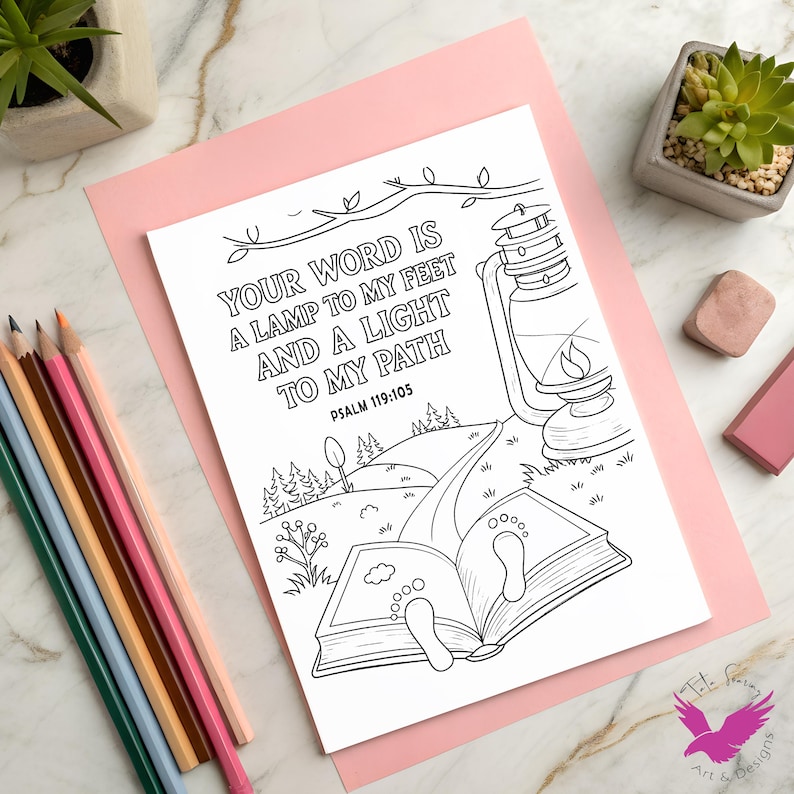 Psalm 119:105 Coloring Page – Bible Verse Activity (digital Download ...