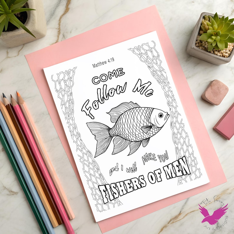 Bible Verse Coloring Page - Matthew 4:19 - Printable Digital Download ...