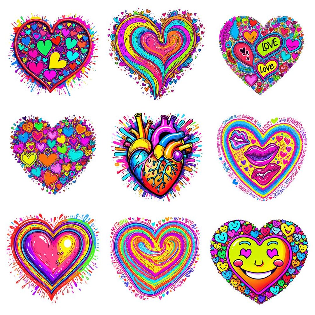 Colorful Heart Clipart Set, Valentine Hearts PNG Clipart Bundle - Etsy