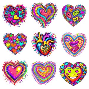Colorful Heart Clipart Set, Valentine Hearts PNG Clipart Bundle - Etsy