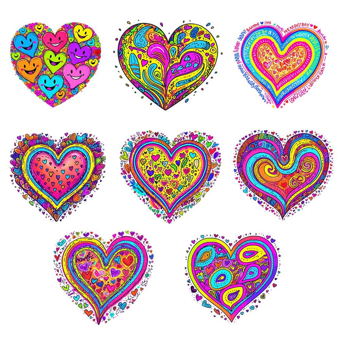 Colorful Heart Clipart Set, Valentine Hearts PNG Clipart Bundle - Etsy