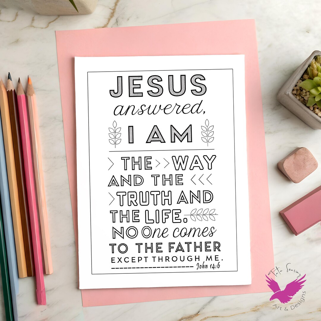 Bible Verse Coloring Page - John 14:6 - Printable Digital Download ...