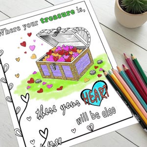 Bible Verse Coloring Page - Luke 12:34 - Printable Digital Download ...