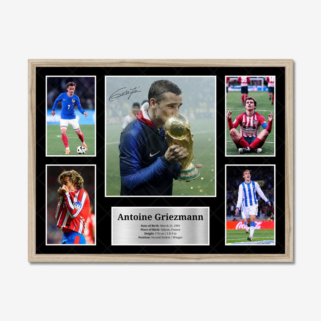 Antoine Griezmann Poster, Griezmann Signed Art, Atletico Madrid Print ...