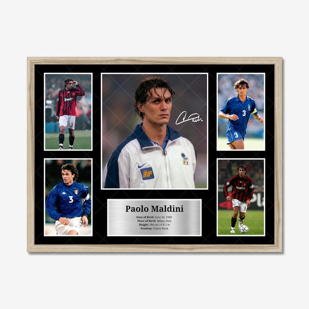 Paolo Maldini Poster, Maldini Signed Wall Art, AC Milan Print, Italy ...