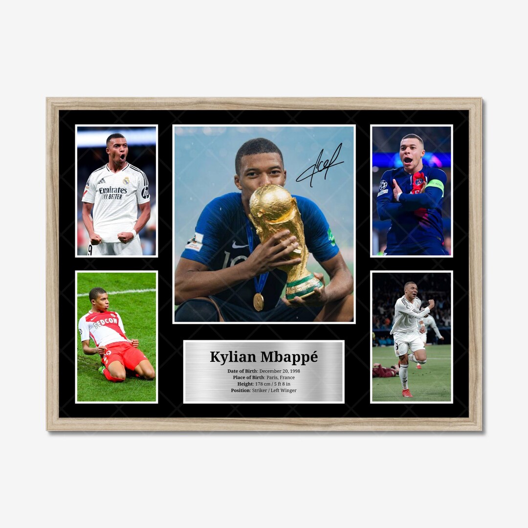 Kylian Mbappe Poster, Mbappe Signed Wall Art, Real Madrid Print, France ...