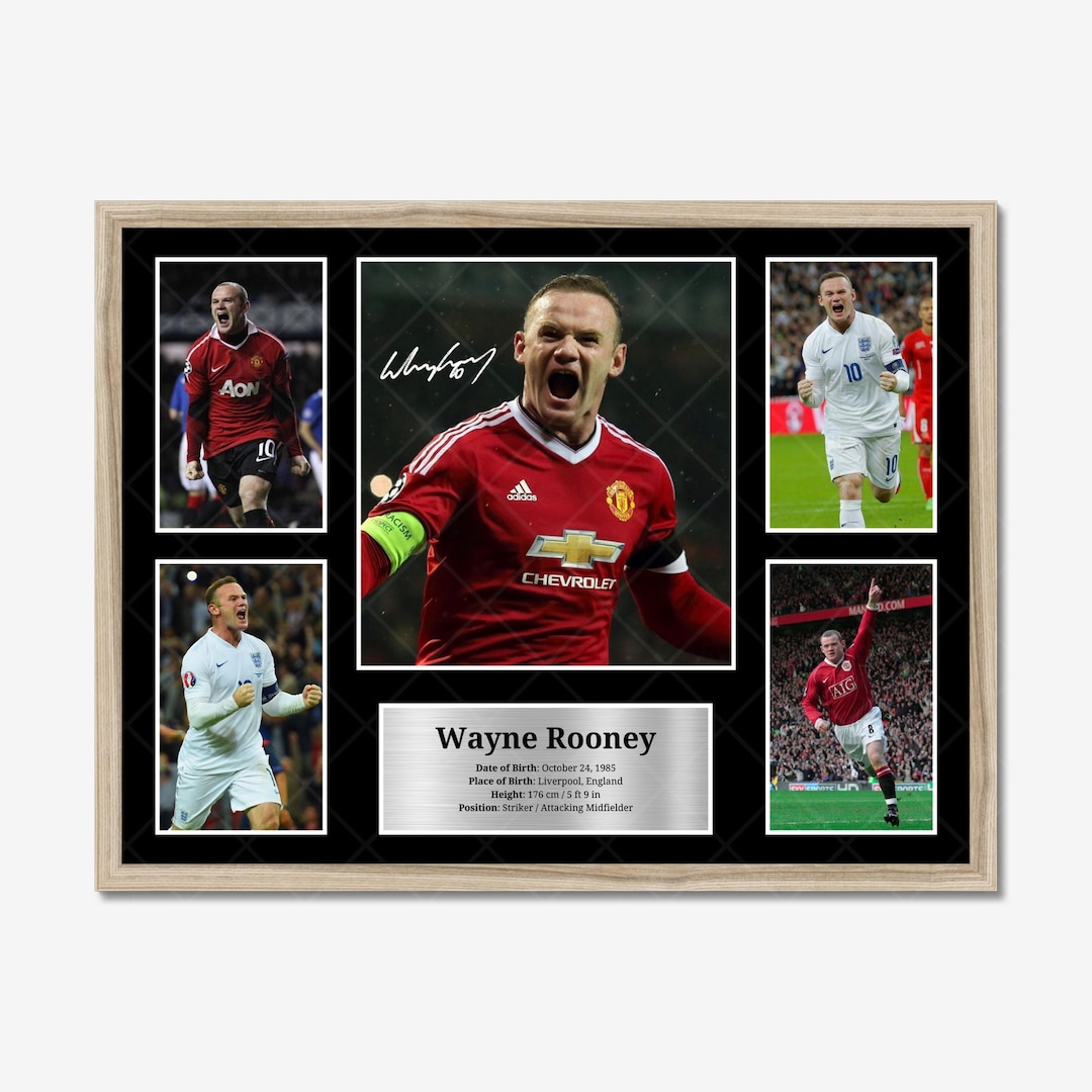 Wayne Rooney Poster, Rooney Signed Wall Art, Man United Print, England ...