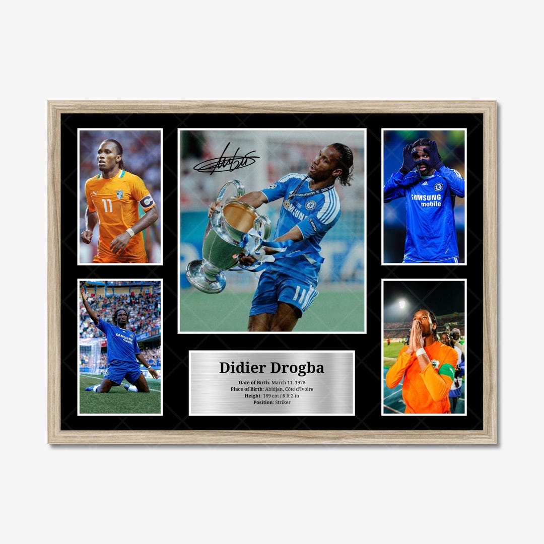 Didier Drogba Poster, Drogba Signed Wall Art, Chelsea Print, Cote ...