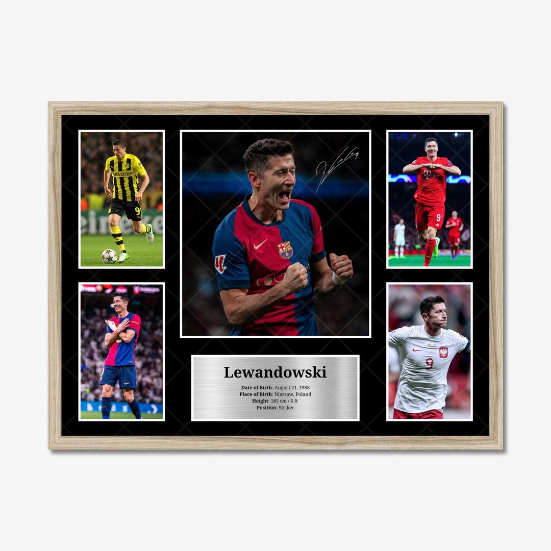 Robert Lewandowski Poster, Lewandowski Signed Wall Art, FC Barcelona ...