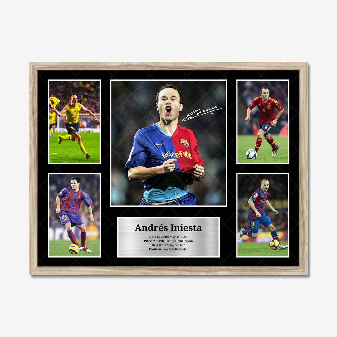 Iniesta Poster, Iniesta Signed Wall Art, FC Barcelona Print, Spanish ...
