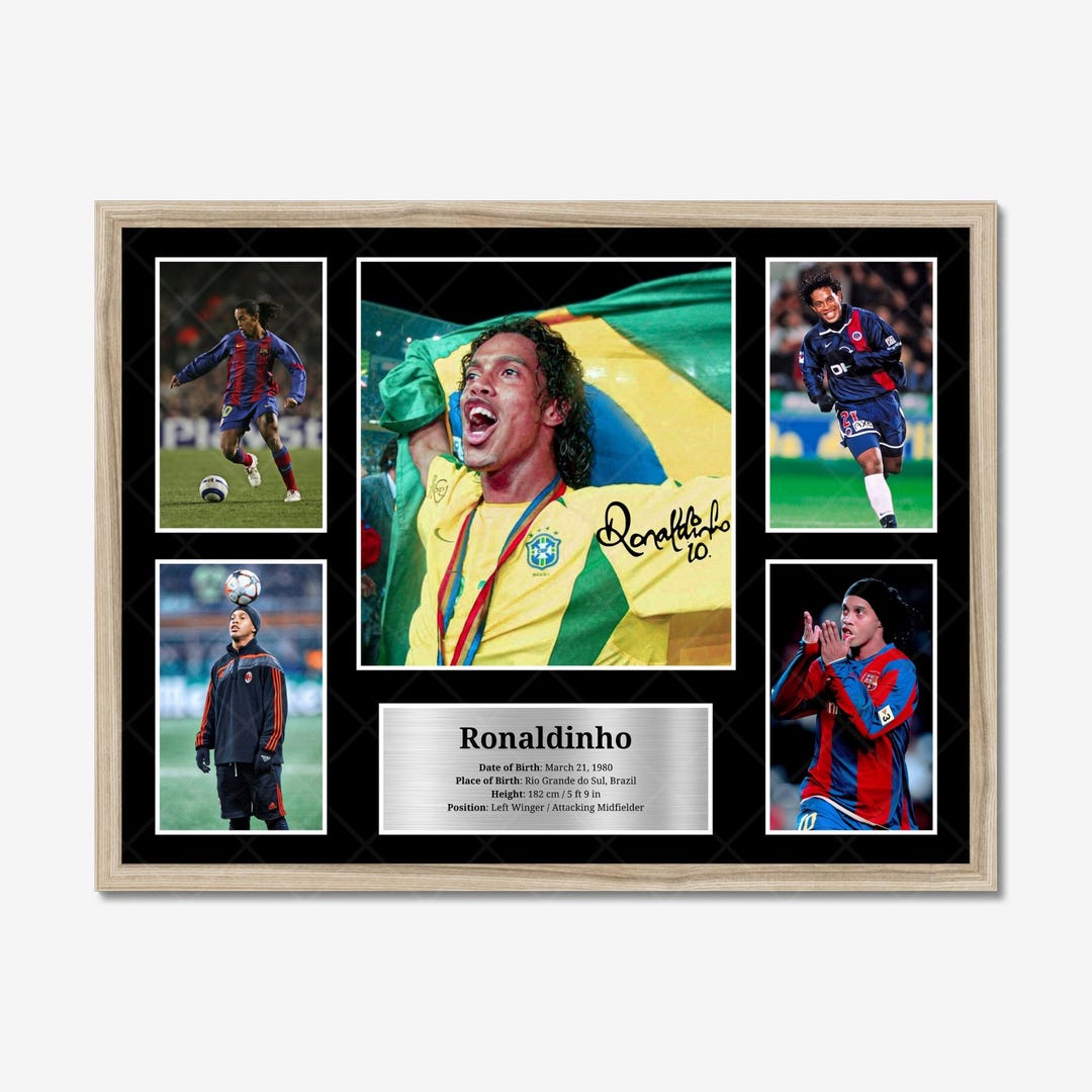 Ronaldinho Poster, Ronaldinho Signed Wall Art, FC Barcelona Print ...