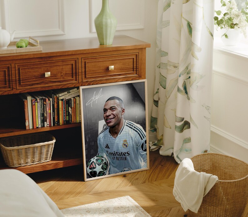 Kylian Mbappe Poster, Mbappe Wall Art, Soccer Bedroom Poster, Mbappe ...