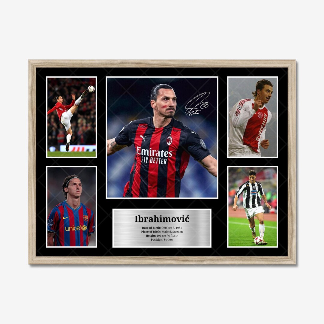 Zlatan Ibrahimovic Poster, Ibrahimovic Signed Wall Art, AC Milan Print ...