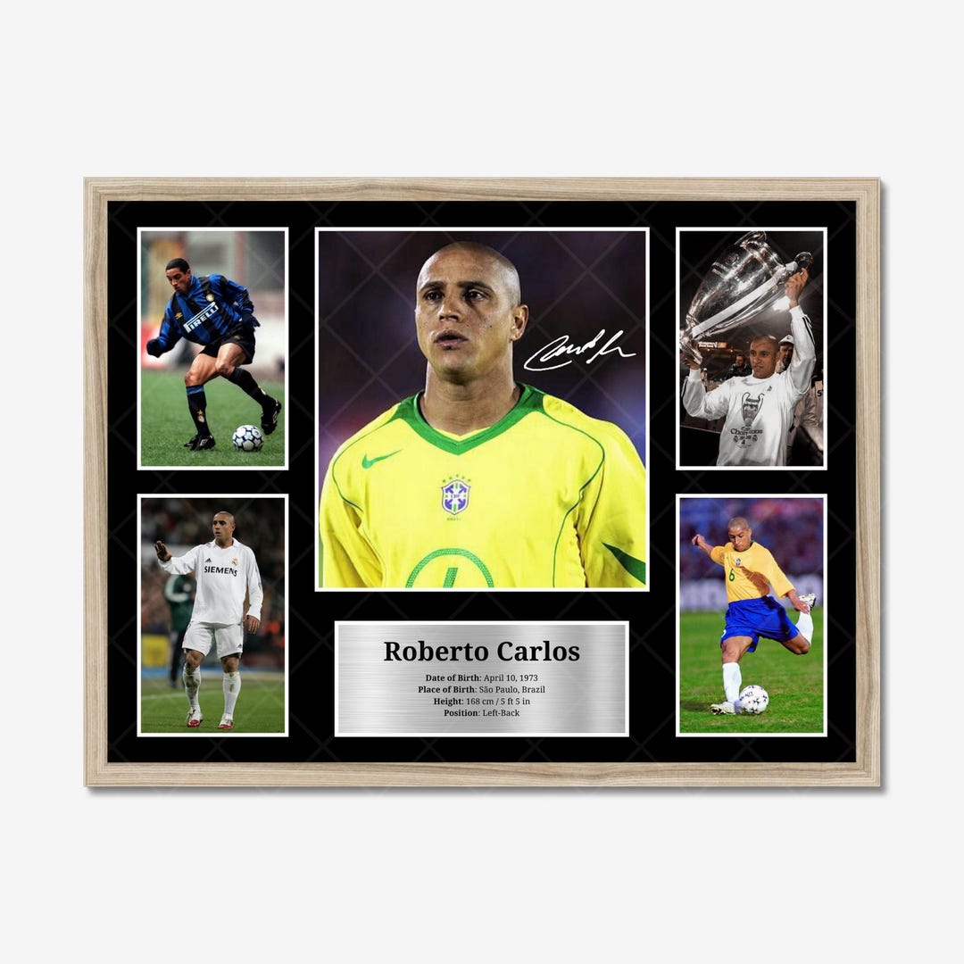 Roberto Carlos Poster, Roberto Carlos Signed Wall Art, Real Madrid ...
