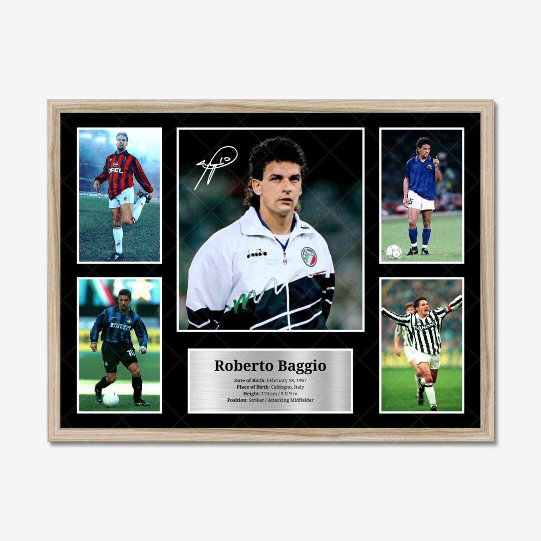 Roberto Baggio Poster, Baggio Signed Wall Art, Juventus Print, Italy ...