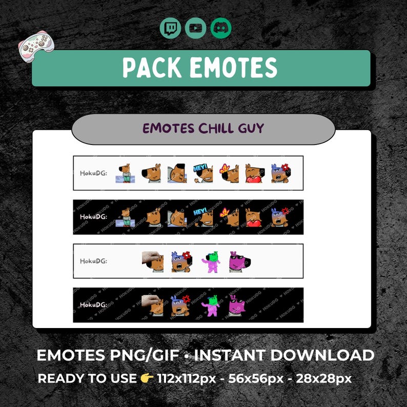 Chill Guy Meme Emotes Pack – 7 PNG + 4 Gifs for Twitch & Discord ...