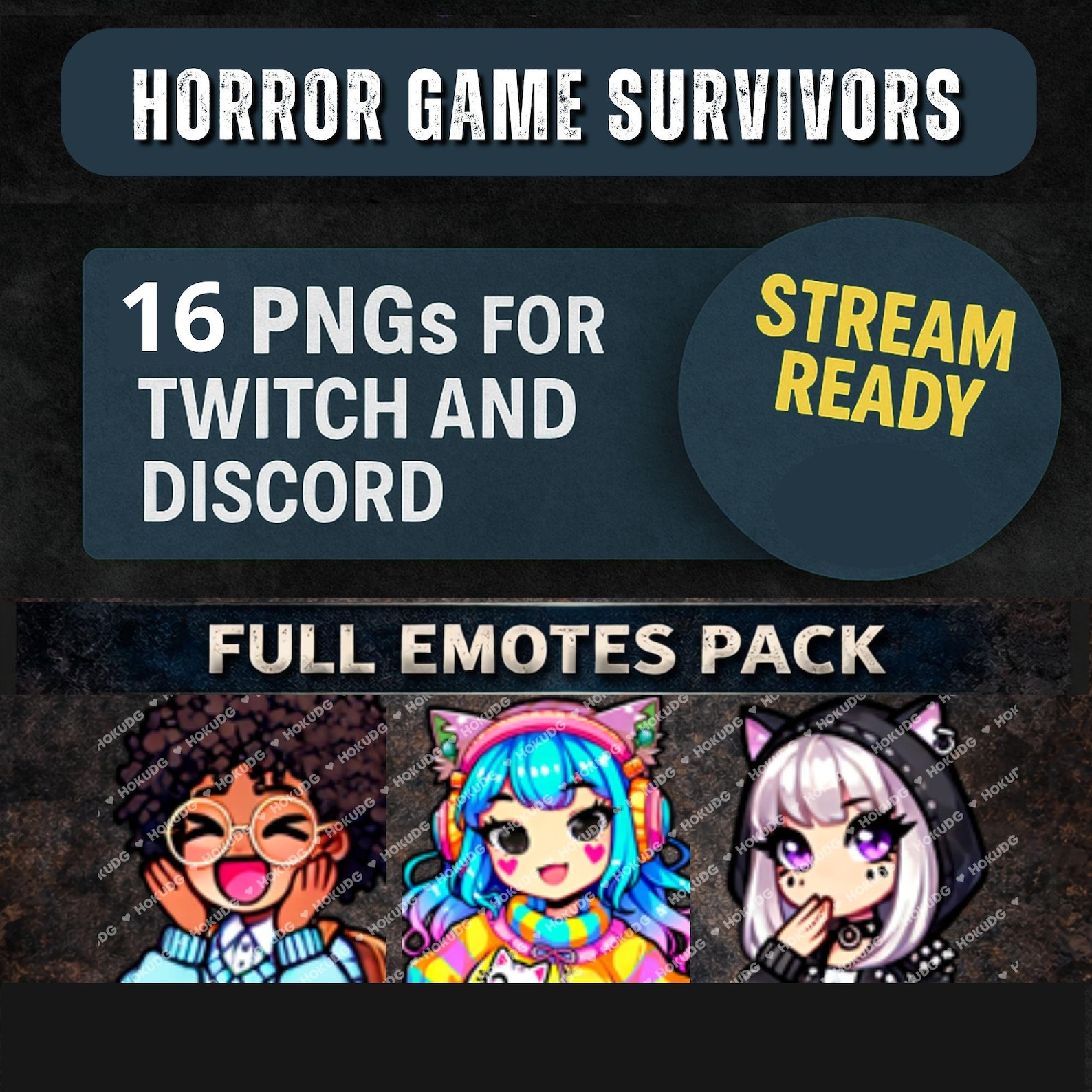 Horror Game Survivors Emotes Pack – 16 Twitch & Discord PNG Emotes - Etsy