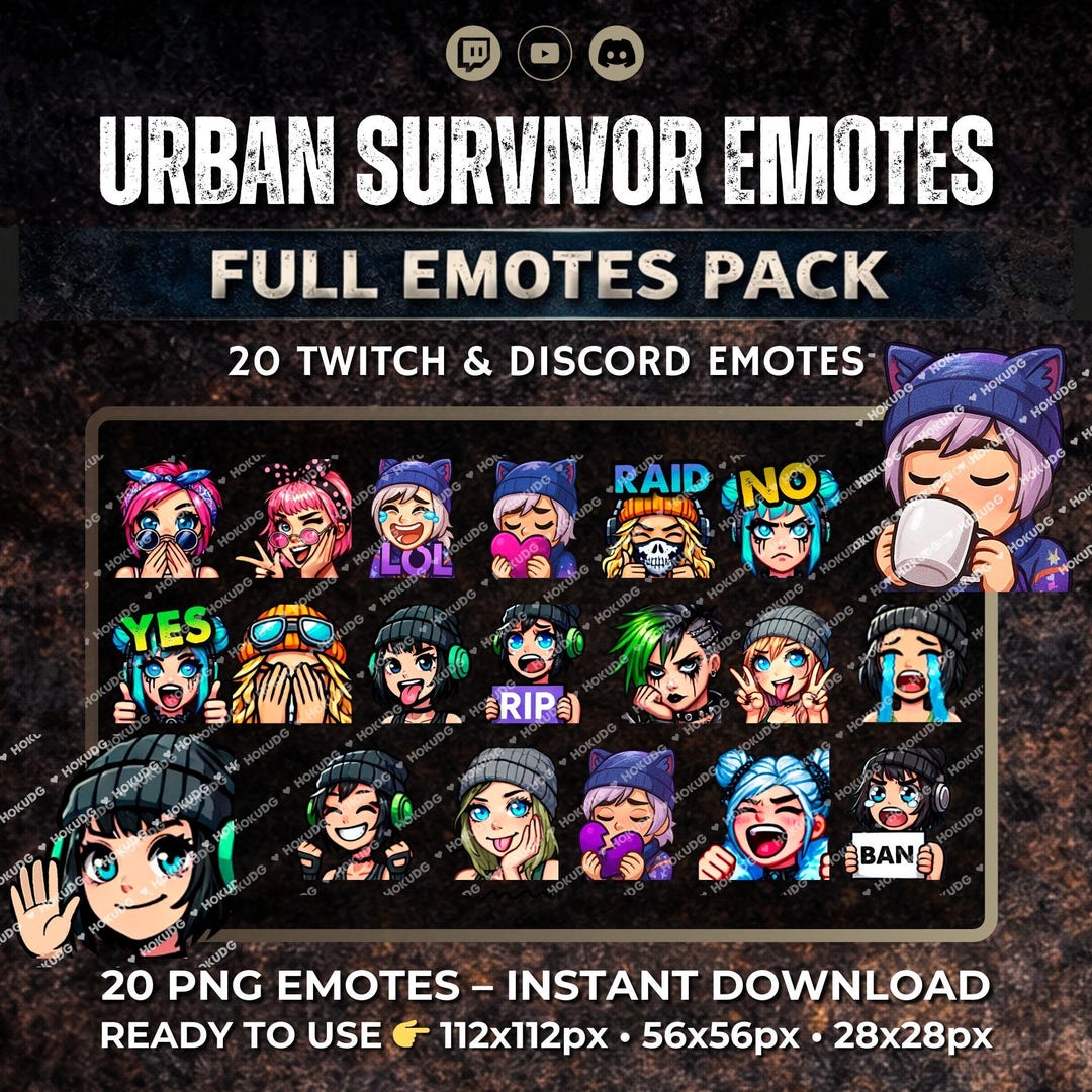 Urban Survivor Emotes Pack – 20 Horror Game Twitch & Discord Emotes ...