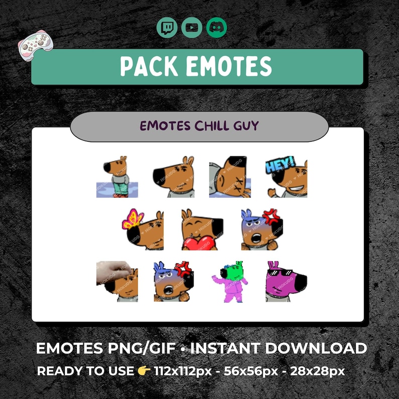 Chill Guy Meme Emotes Pack – 7 PNG + 4 Gifs for Twitch & Discord ...