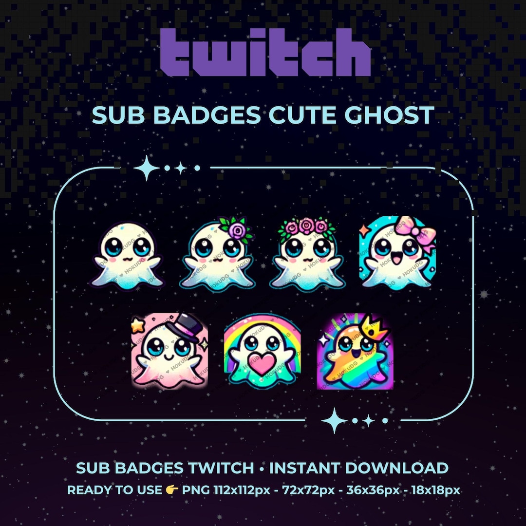 Cute Ghost Sub Badges for Twitch | Set of 7 Adorable Ghost Stream ...
