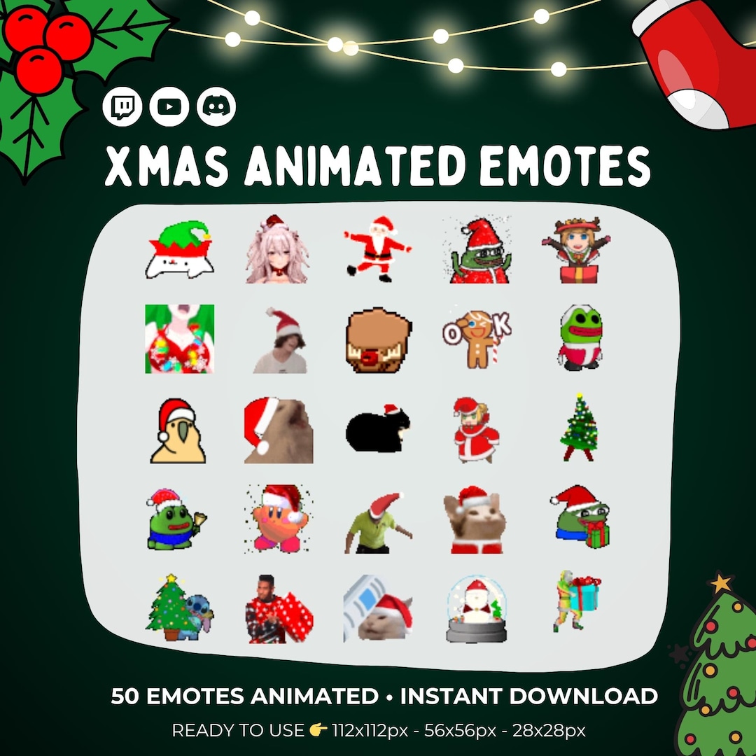 50 Christmas Animated Emotes Pack for Twitch - Etsy