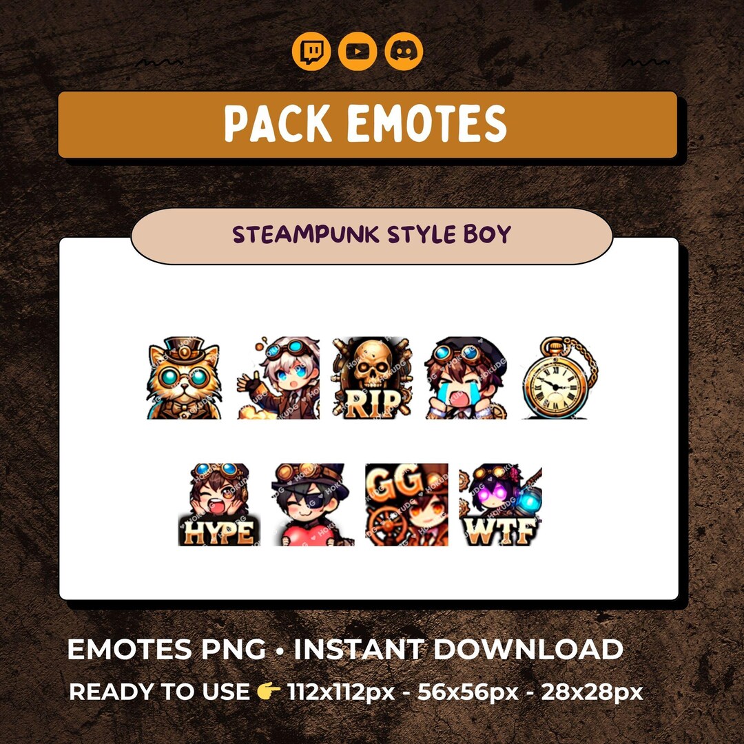 Emoticones Steampunk Para Twitch Y Discord: Paquete De 9 Iconos De ...