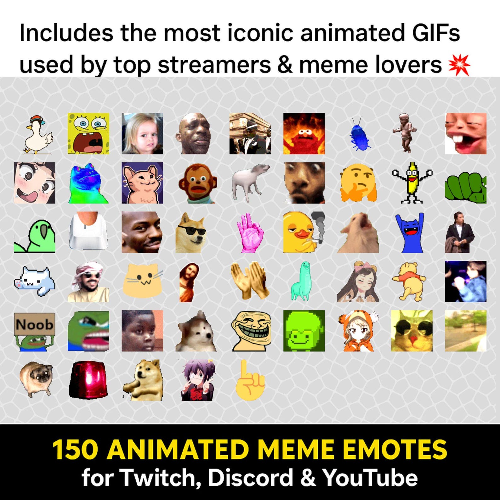 Animated Meme Emotes Pack: 150 Viral Gifs for Twitch, Discord & Youtube ...