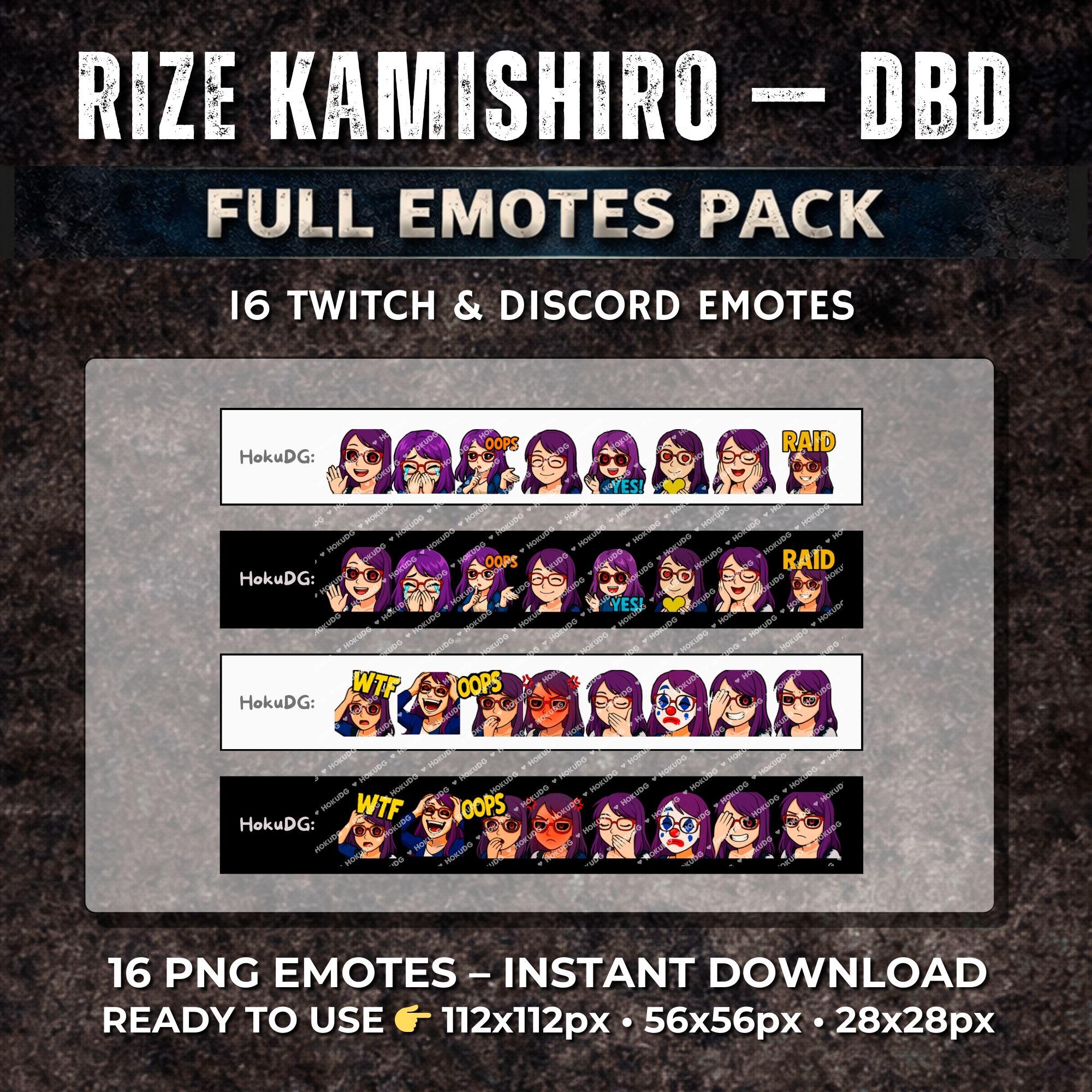 Rize Kamishiro Emotes – 16 Pngs for Twitch & Discord | Anime Reaction ...