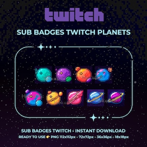 Planet Twitch Sub Badges – Cosmic Subscription Icons for Streamers ...