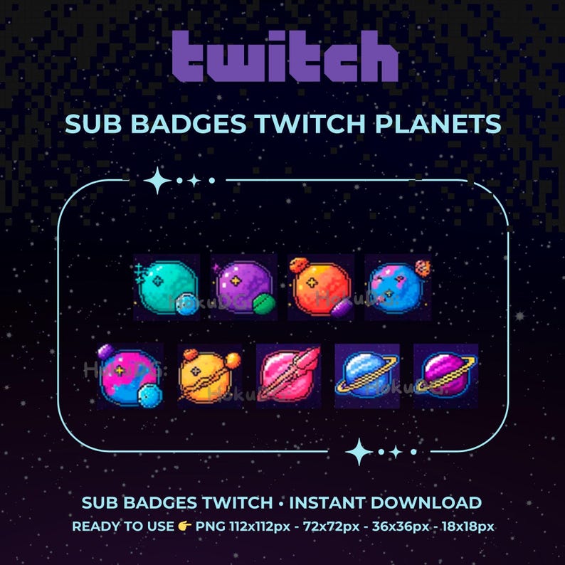 Twitch Sub Badges - Planet PNG Emblems for Streamers & Cosmic Icons ...