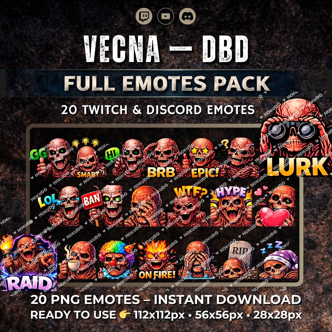 Vecna DBD Emotes Pack for Twitch & Discord – 20 Horror Gaming Emotes ...