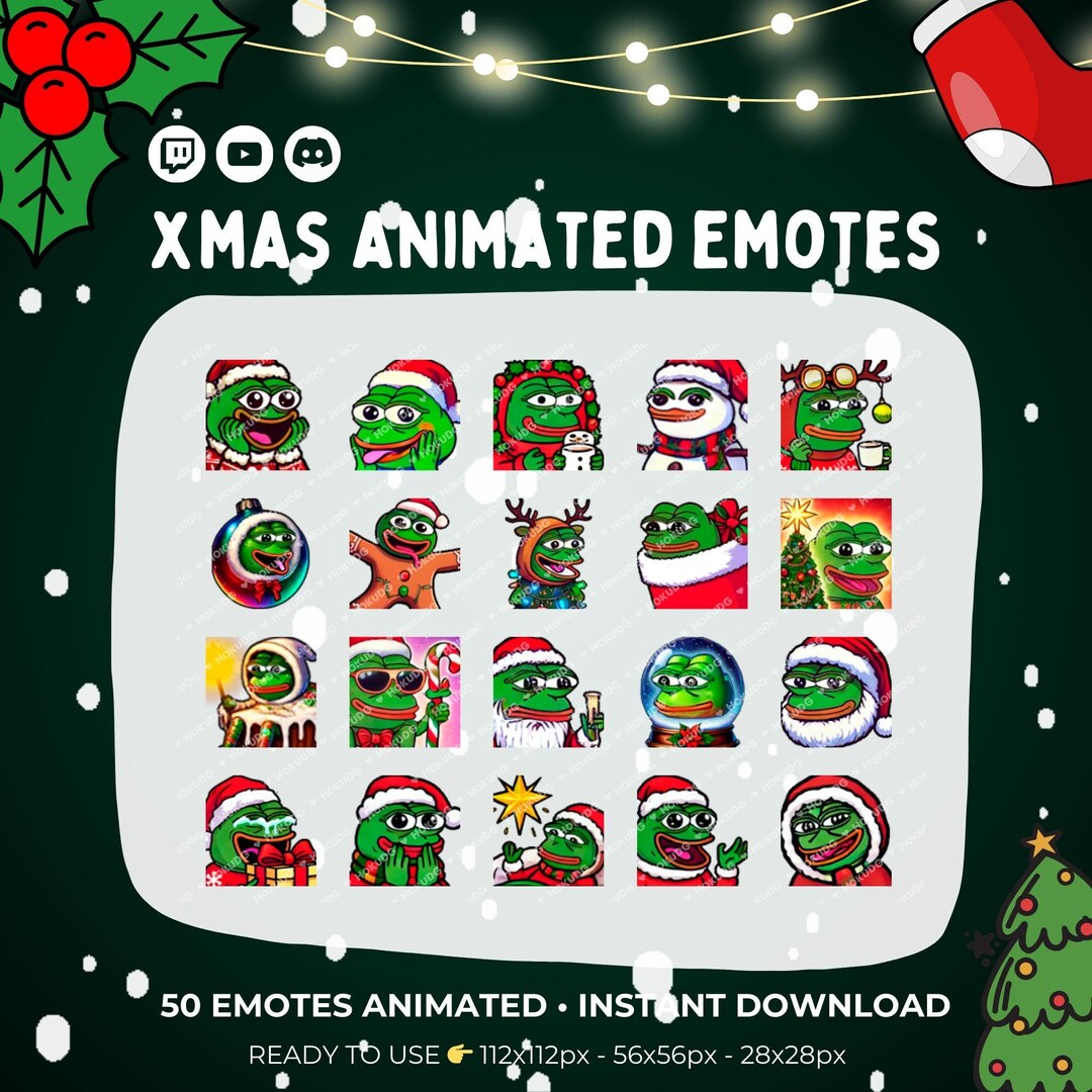 40 Christmas Pepe Meme Animated Emotes Pack - Etsy