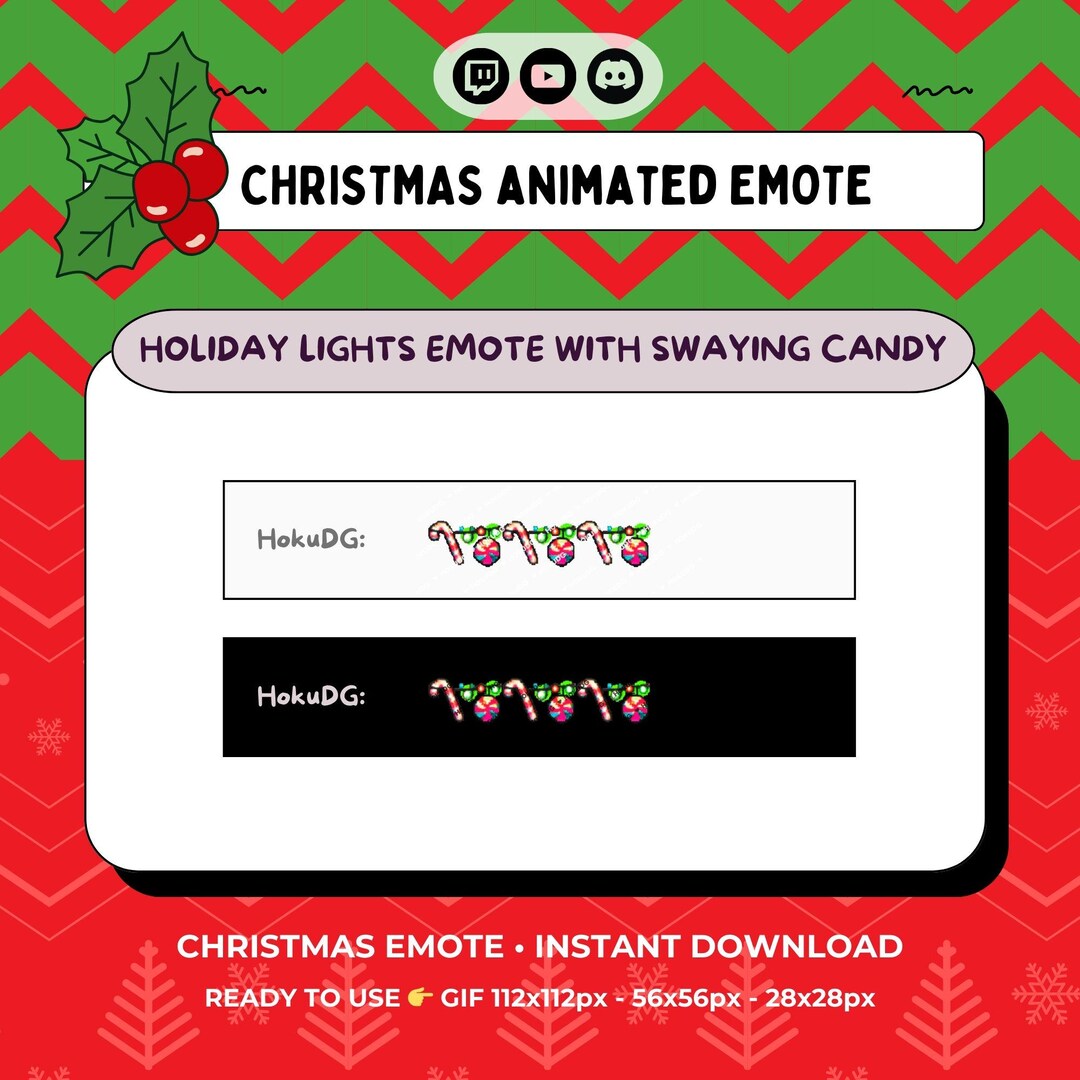 Animated Holiday Lights Emote With Swaying Candy Christmas Garland ...