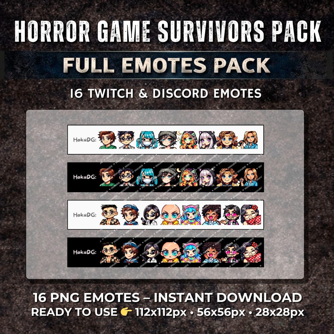 Horror Game Survivors Emotes Pack – 16 Twitch & Discord PNG Emotes - Etsy
