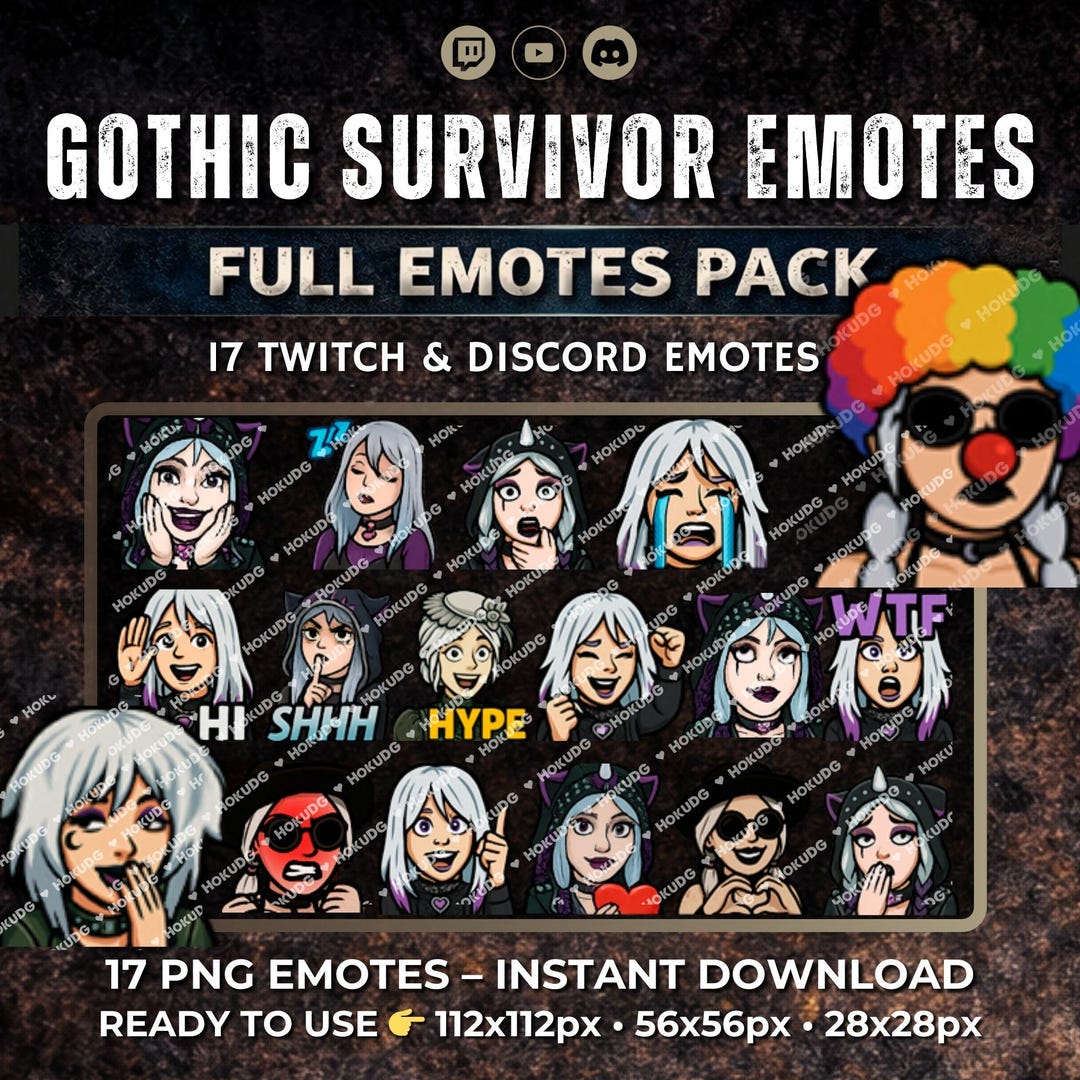 Gothic Summer Survivor Emotes – Twitch & Discord Streamer Set - Etsy