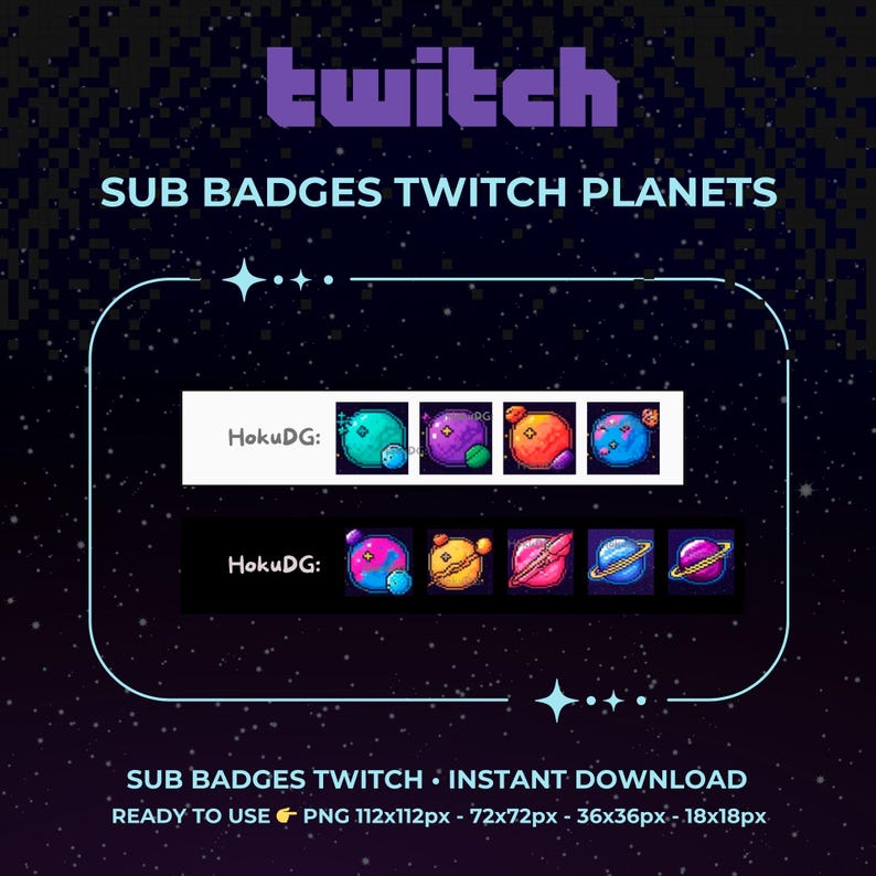 Twitch Sub Badges - Planet PNG Emblems for Streamers & Cosmic Icons ...