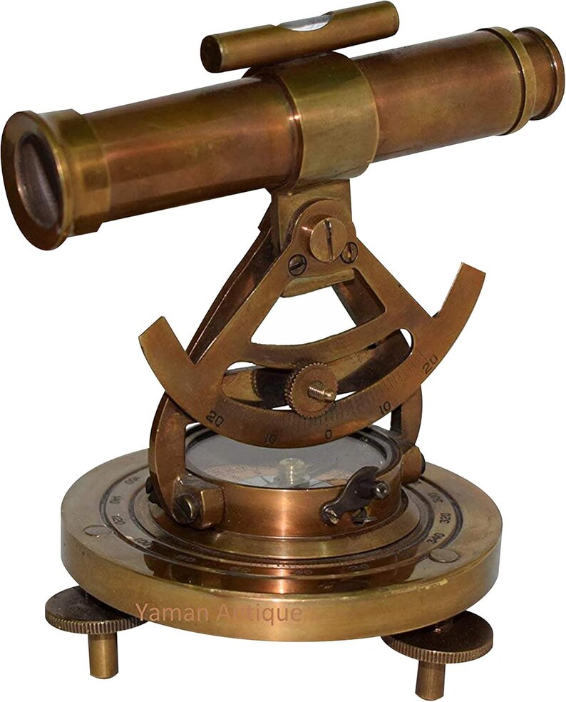 Antique Vintage Brass Theodolite Alidade Telescope Compass Instrument ...