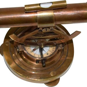 Antique Vintage Brass Theodolite Alidade Telescope Compass Instrument ...