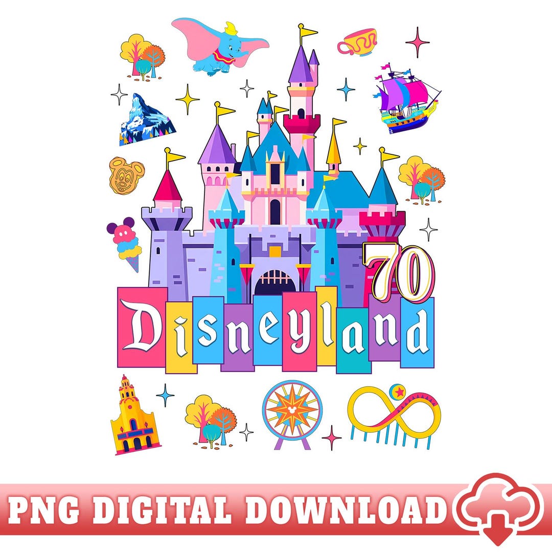 Disneyland 70th Anniversary Png, Disneyland Castle Png, Retro Park ...