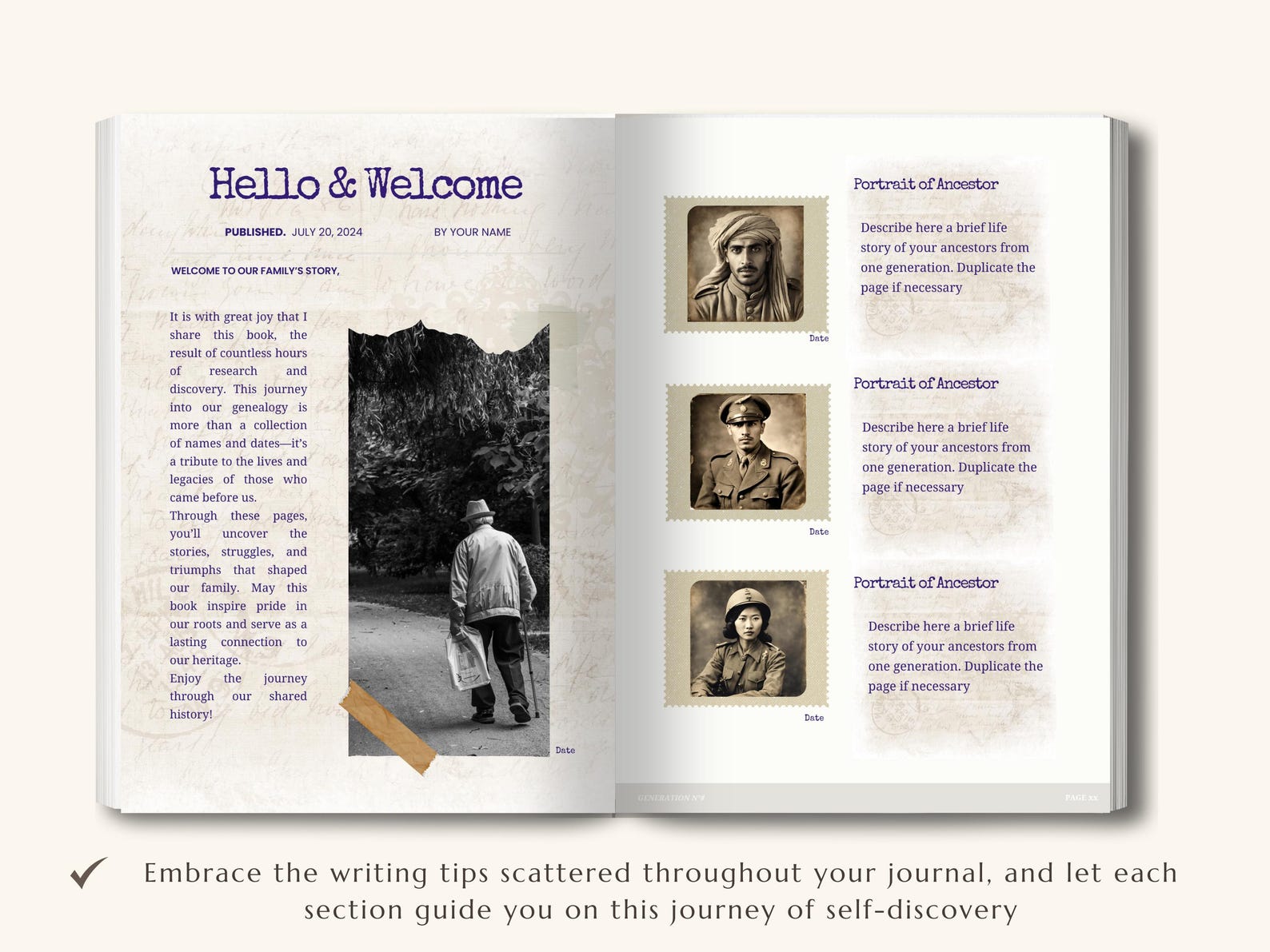Digital Ancestry Book Template to Fill With Canva, Genealogy Organizer ...
