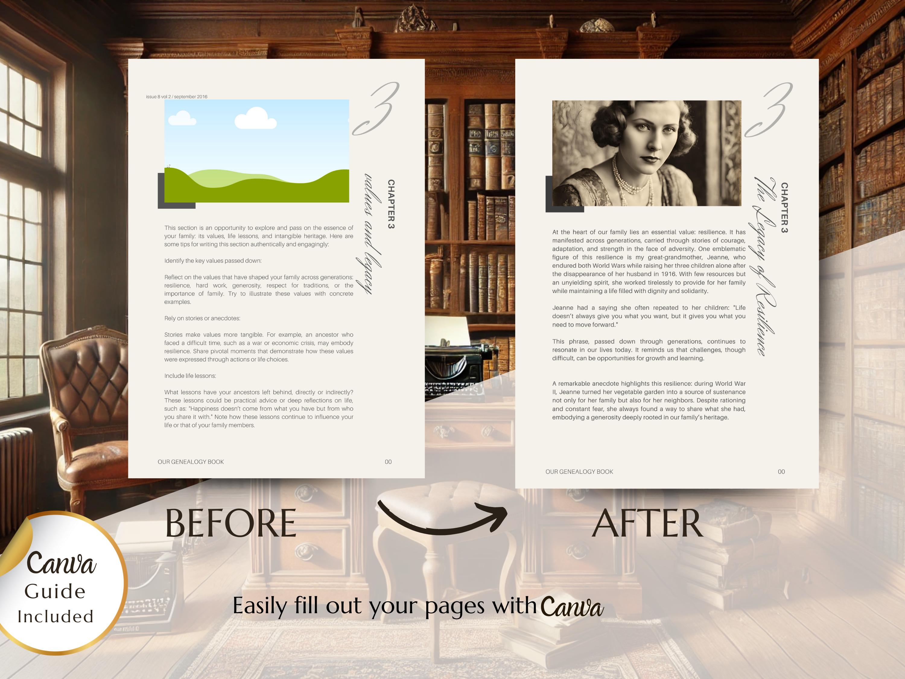 Digital History Book Template to Fill With CANVA, Genealogy Organizer ...