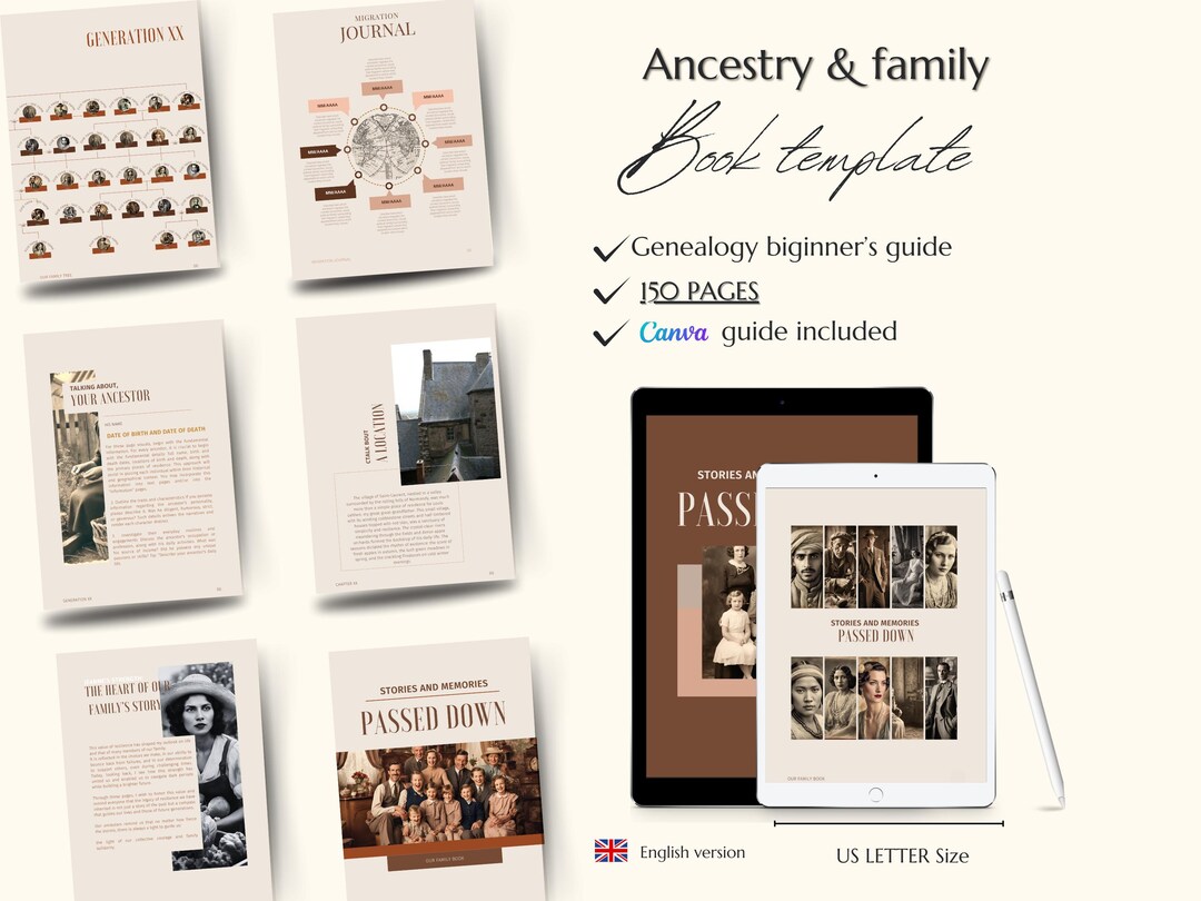Printable CANVA Ancestry Book Template, Family History Book for ...