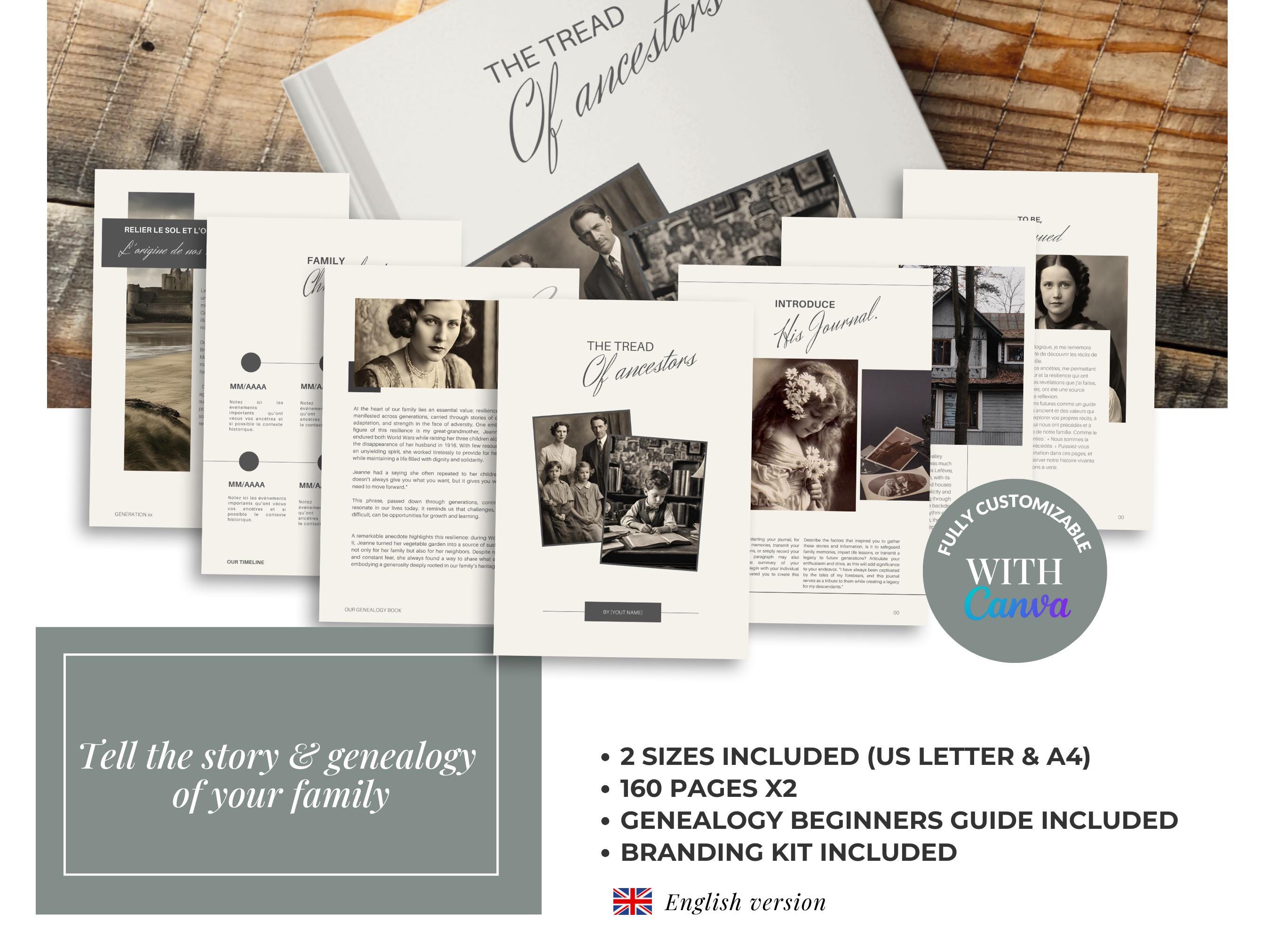 CANVA Template for Digital Family Book to Fill In, Printable Ancestry ...