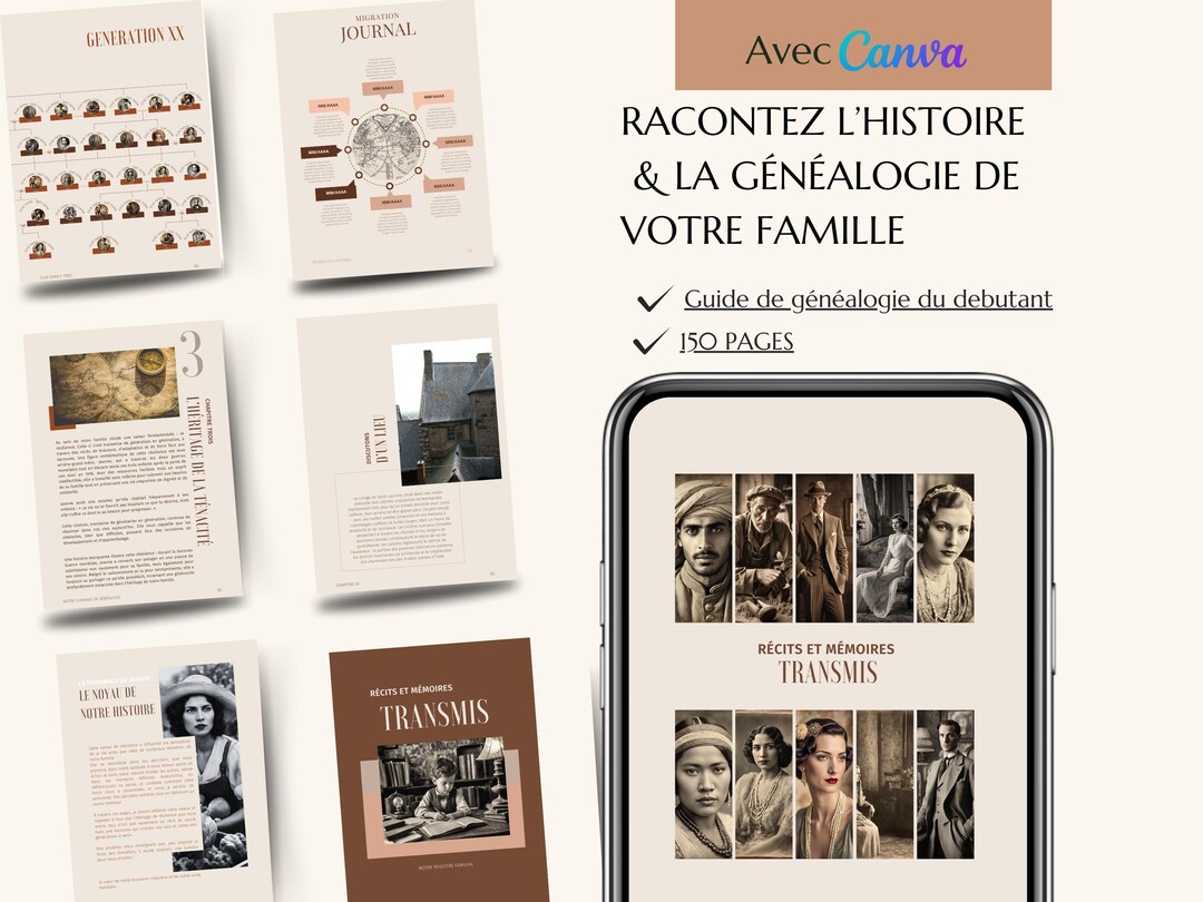 Fillable Digital Ancestry Book Template With CANVA, Organizer and ...