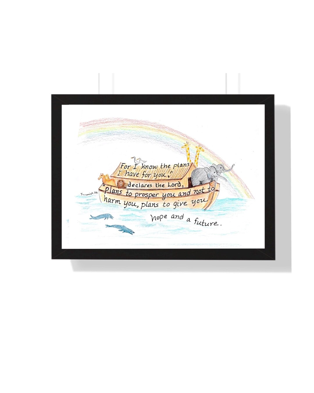Noah's Ark Art Print: Jeremiah 29 Bible Verse, Rainbow Decor - Etsy