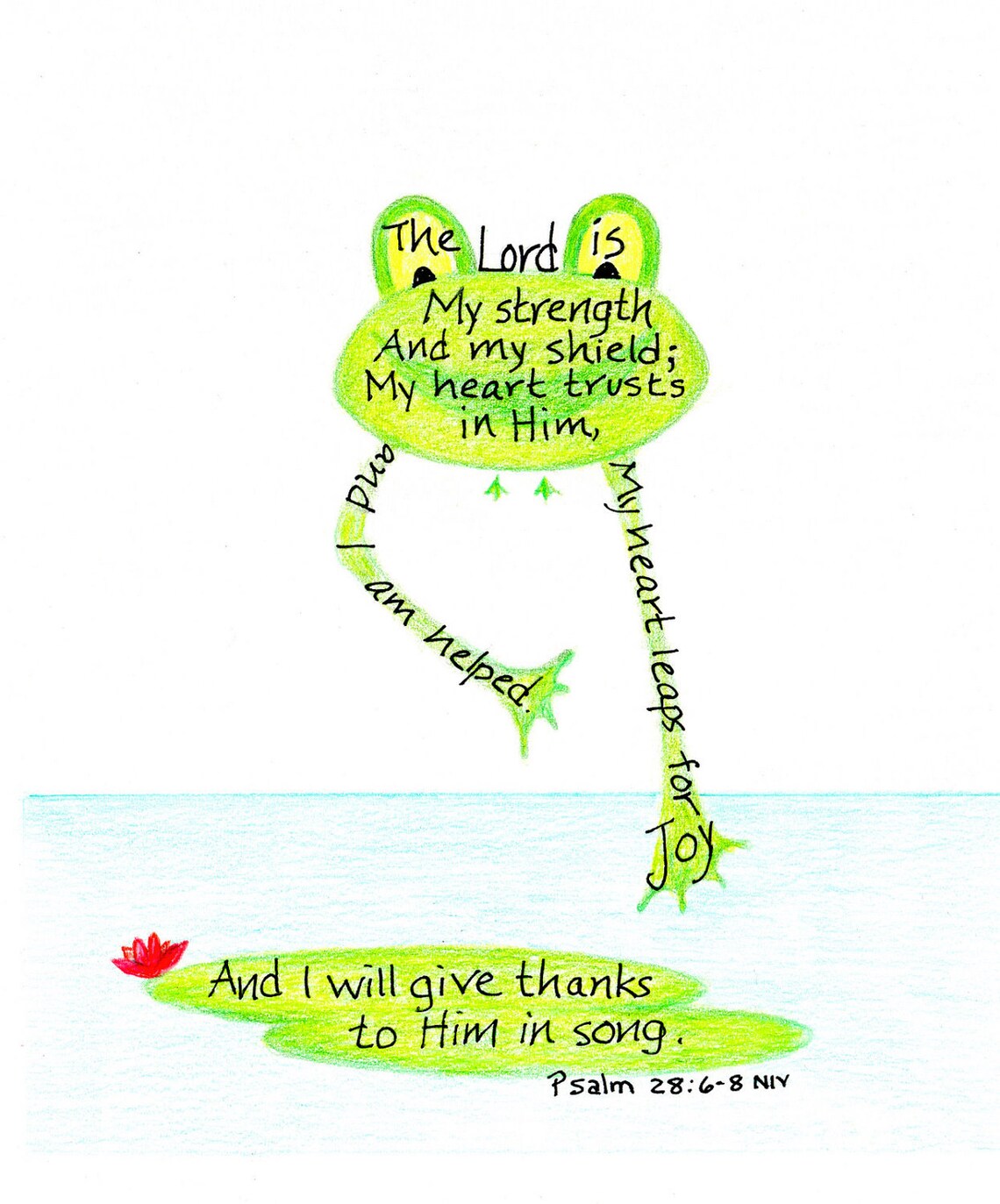 Leaping Frog Bible Verse Art Print Scripture Design Hand - Etsy