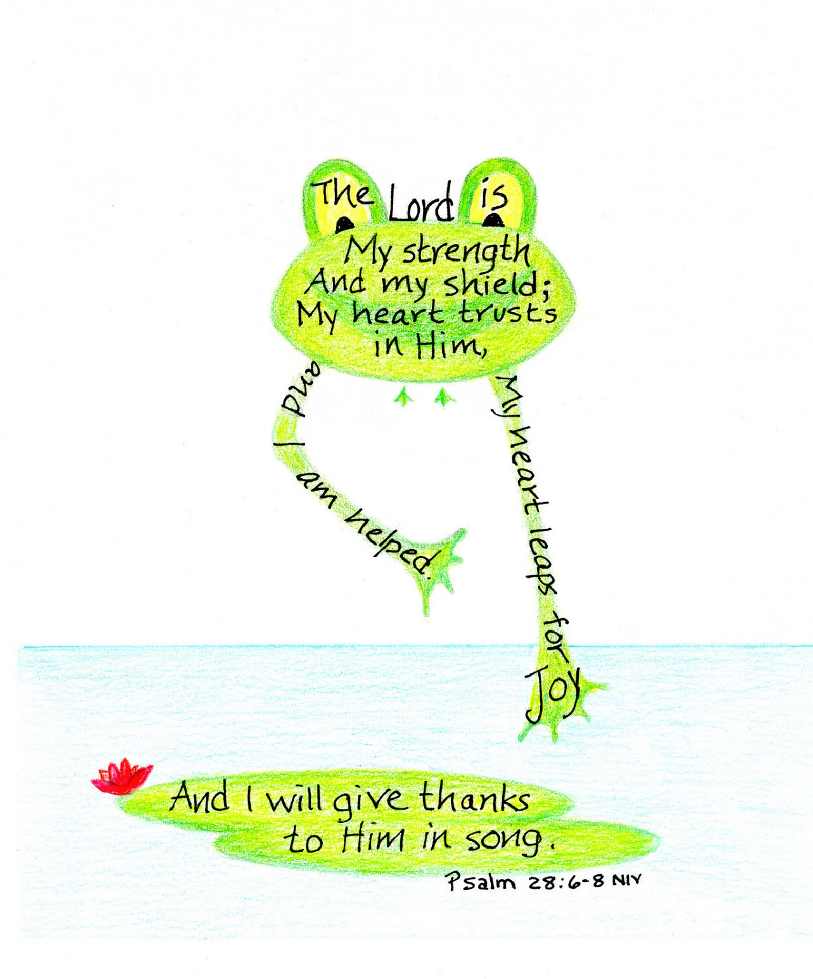 Leaping Frog Bible Verse Art Print Scripture Design Hand - Etsy