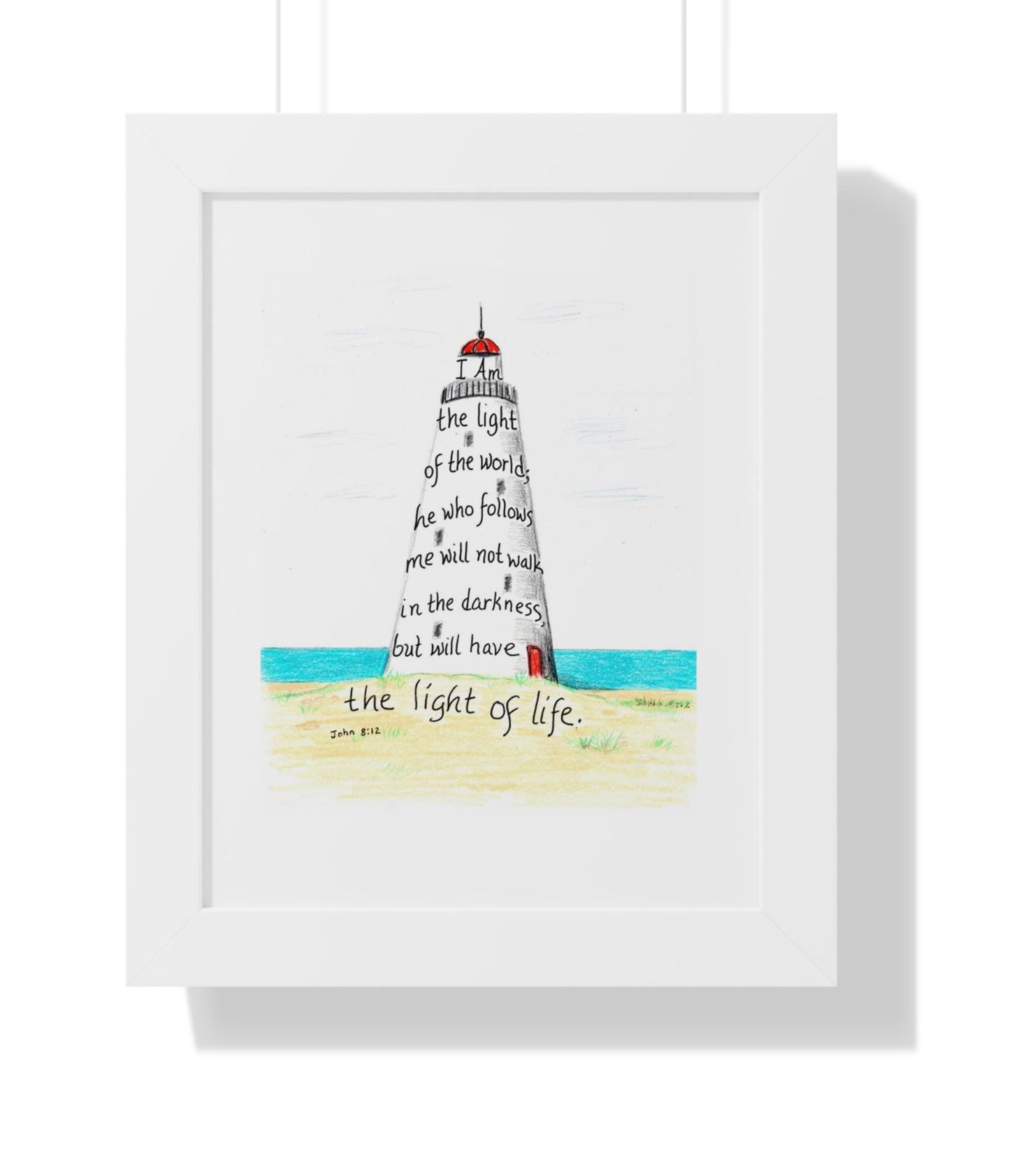 Lighthouse Bible Verse Art Print Inspiration Motivational Nautical ...